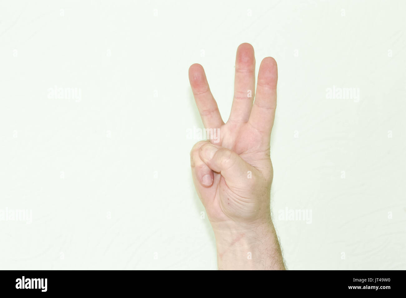 Account concept one.ru human shows three fingers. Photo for your design ...