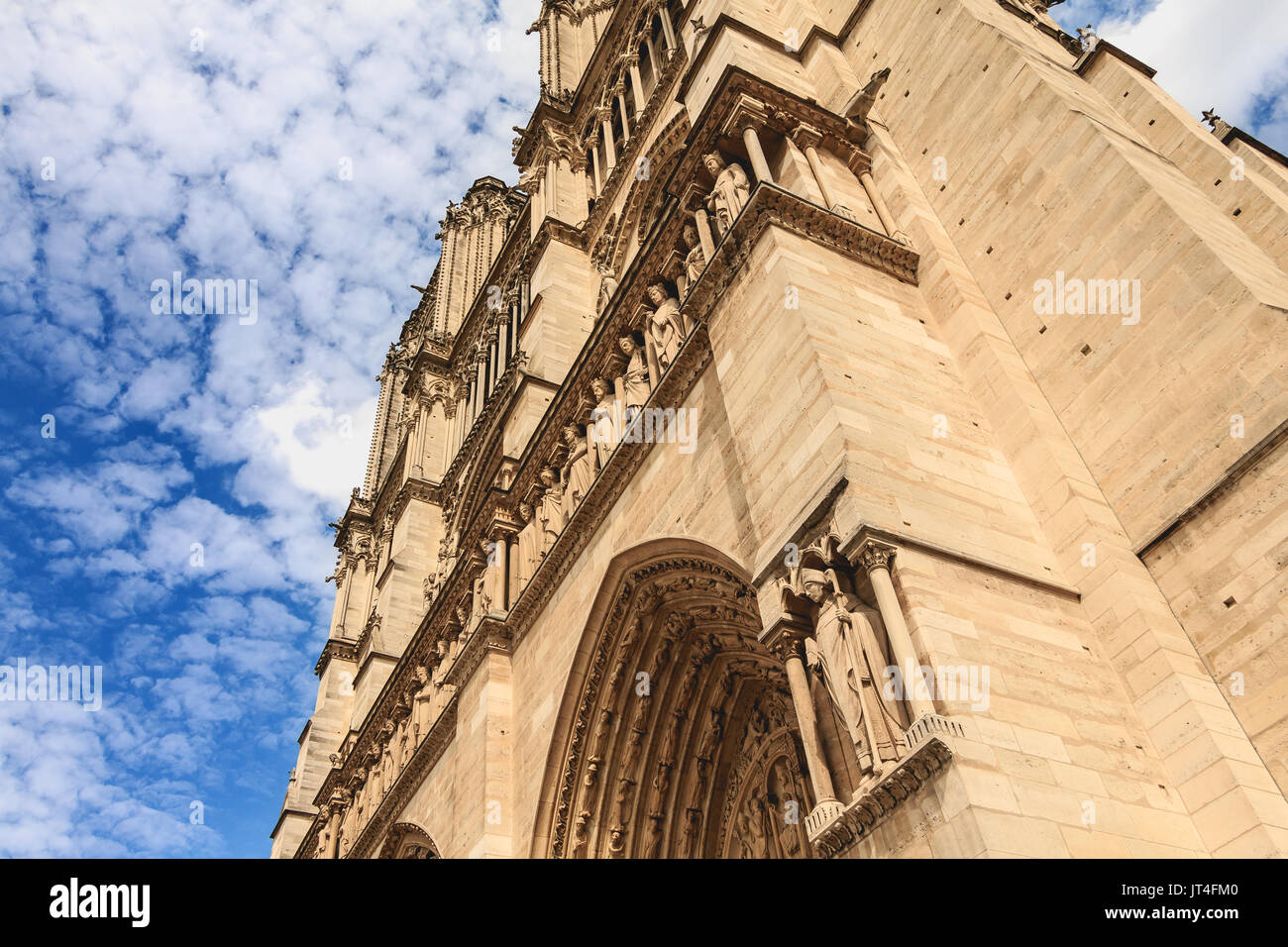 Detail of the architecture of Notre-Dame Cathedral in Paris, France ...