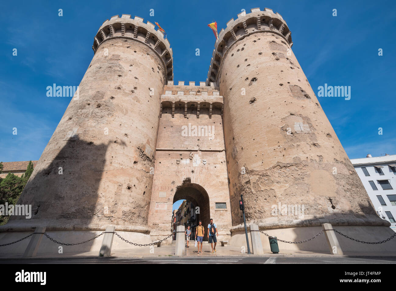 Valencia, Spain - July 26, 2017: Tourist visiting famous landmark Quart ...