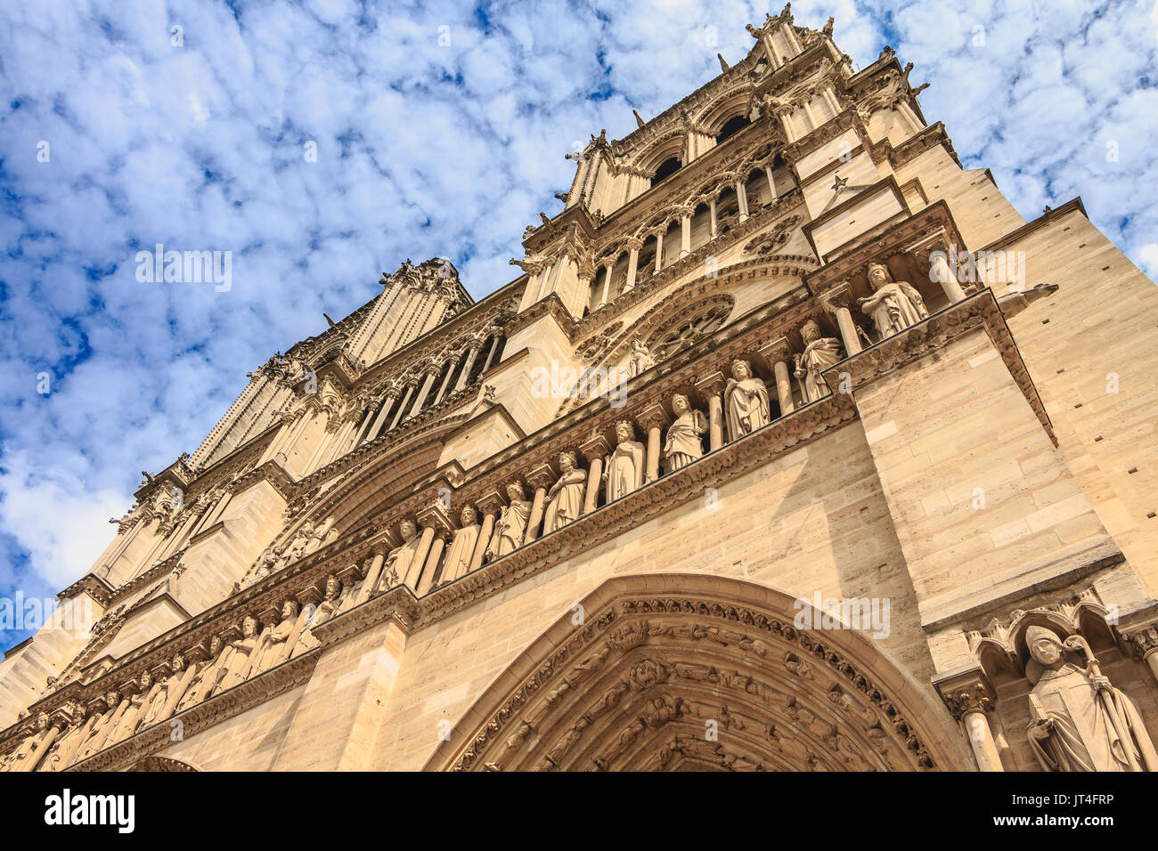 Detail of the architecture of Notre-Dame Cathedral in Paris, France ...