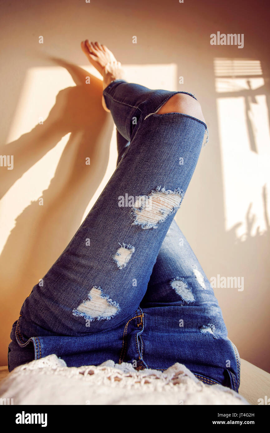 Resting legs agains the wall Stock Photo - Alamy
