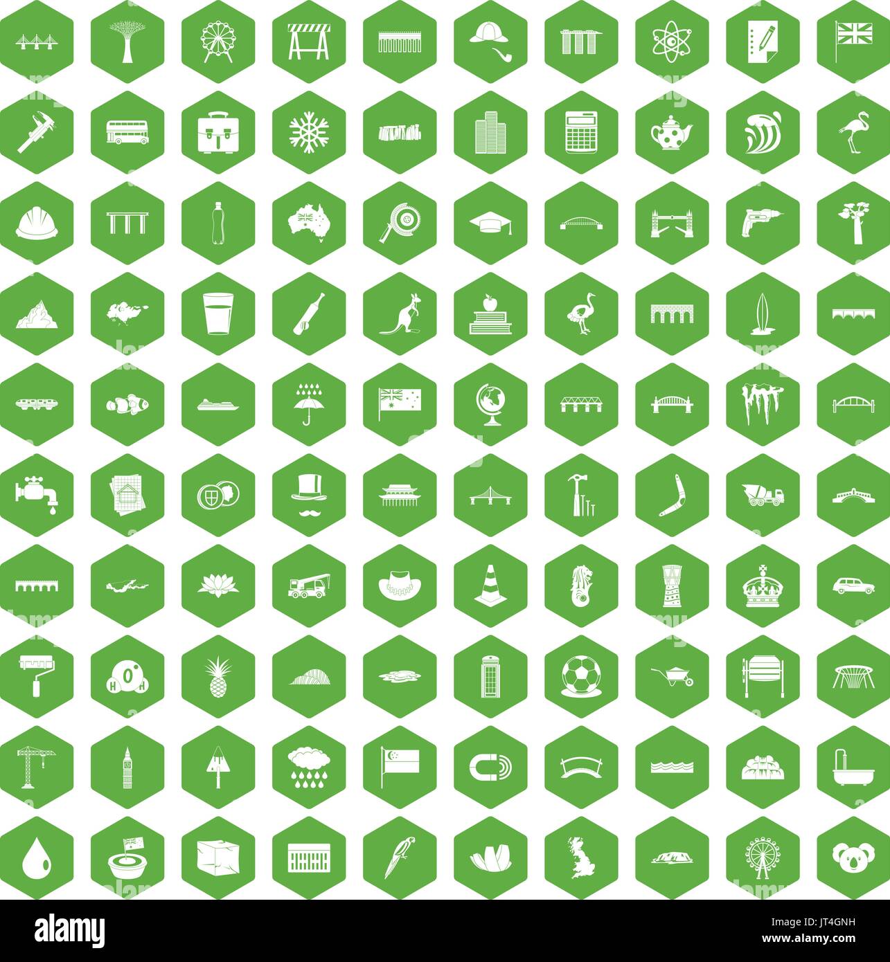 100 bridge icons hexagon green Stock Vector Image & Art - Alamy