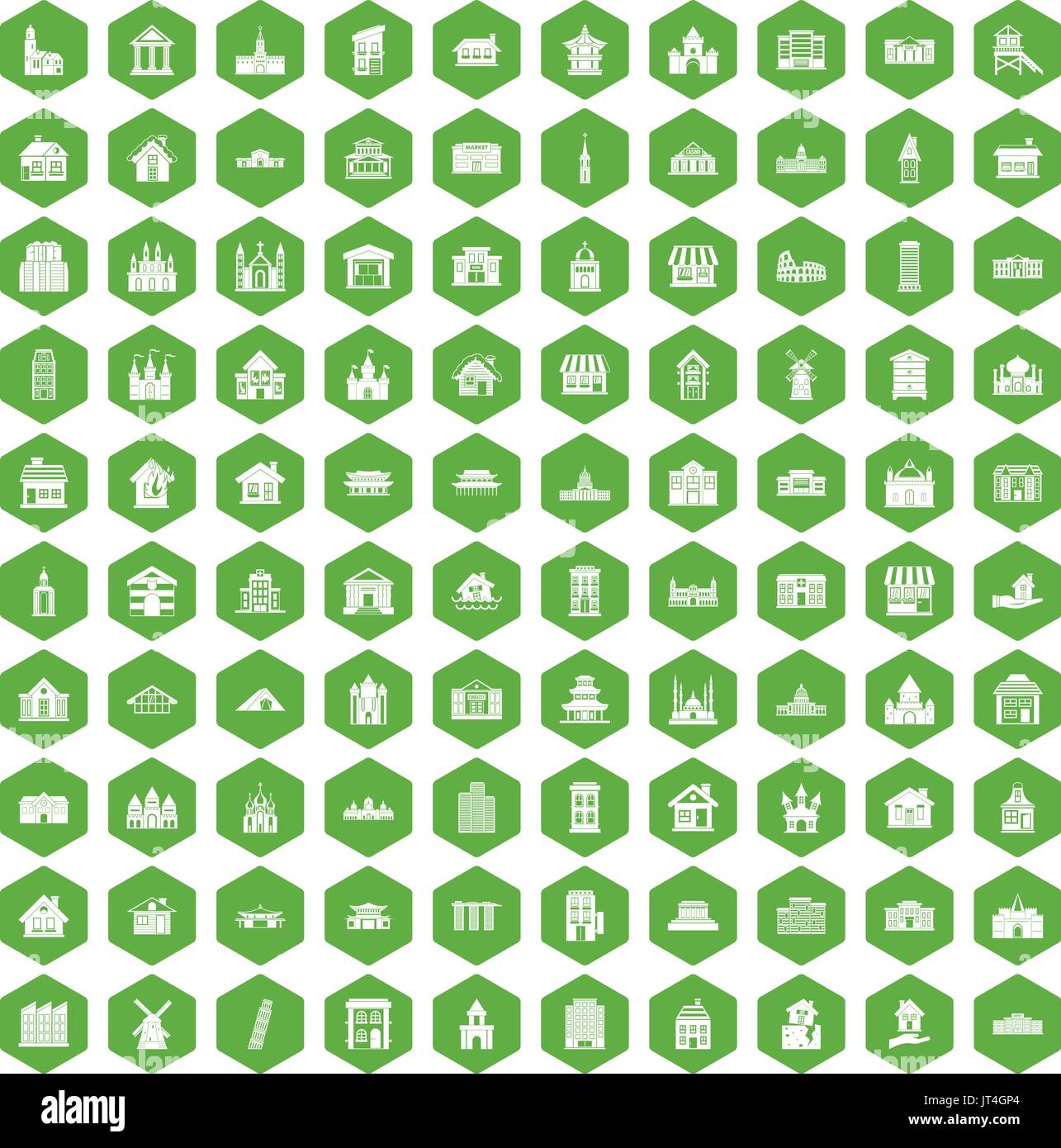 100 building icons hexagon green Stock Vector Image & Art - Alamy