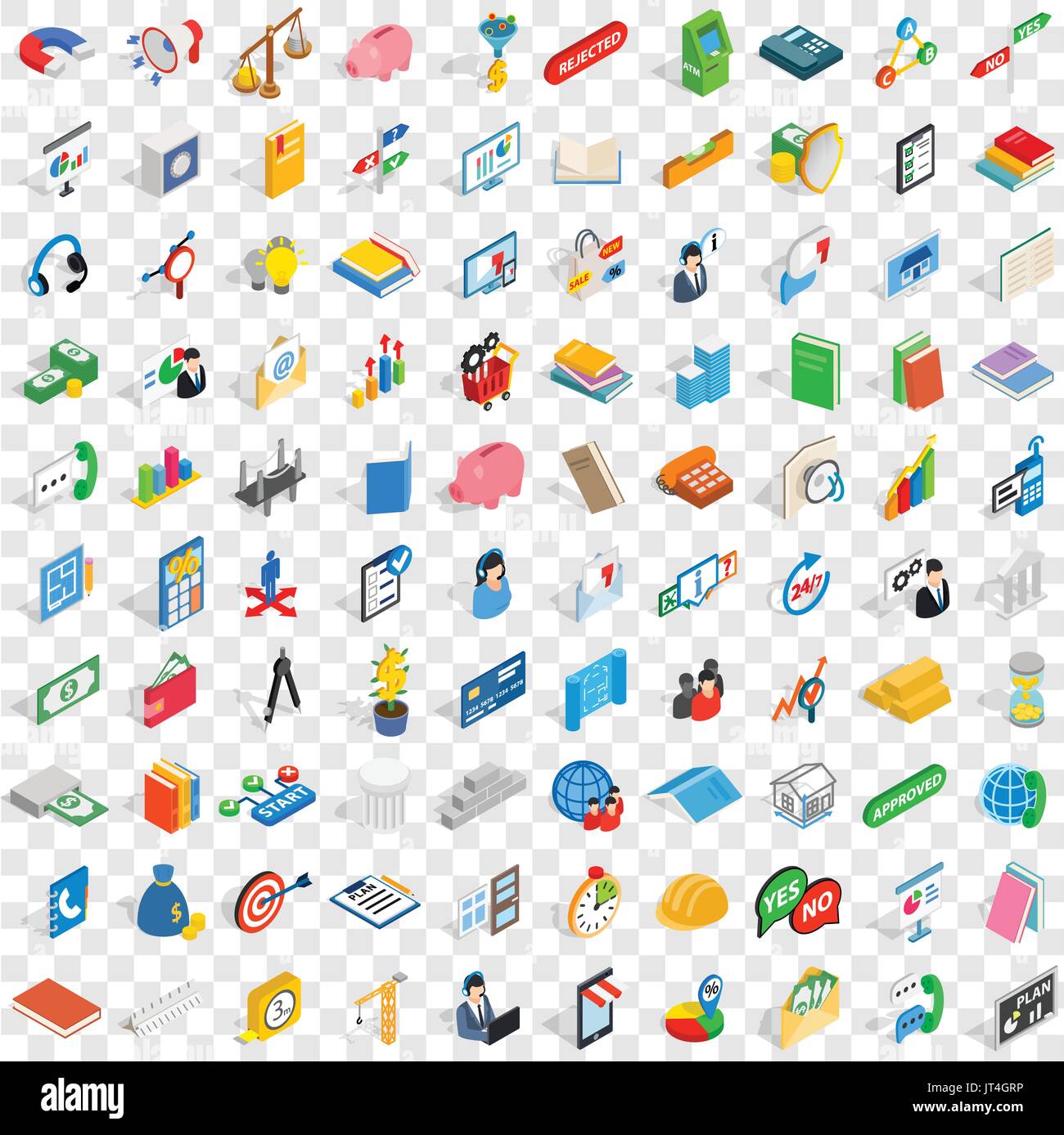 100 team building icons set, isometric 3d style Stock Vector Image ...