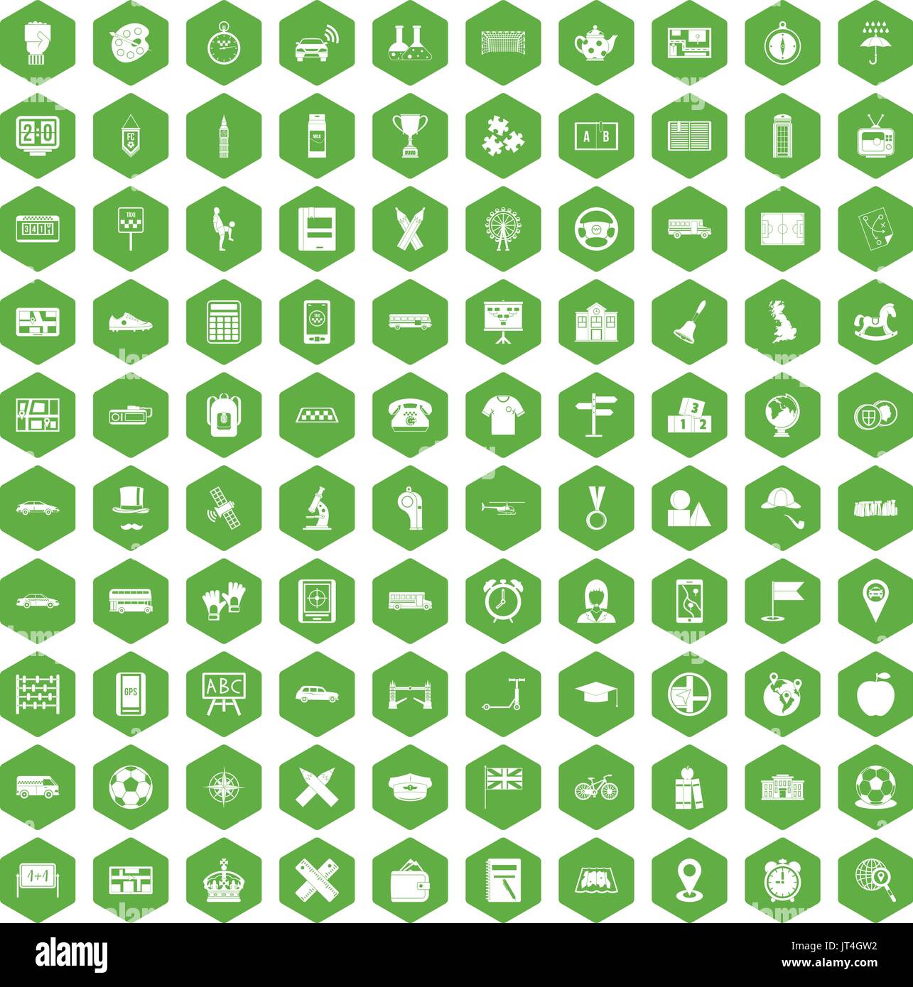 100 bus icons hexagon green Stock Vector Image & Art - Alamy
