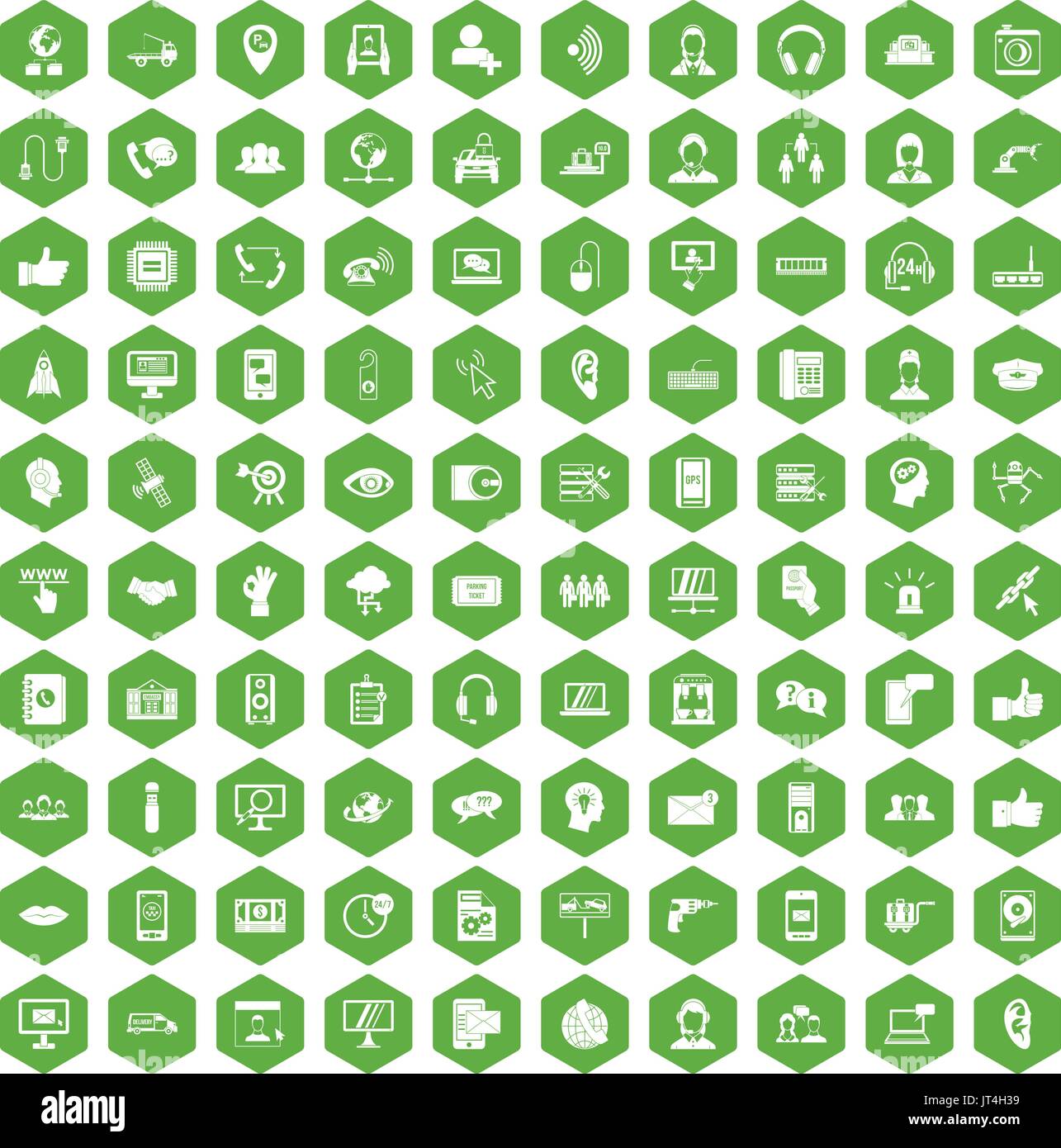 100 call center icons hexagon green Stock Vector Image & Art - Alamy