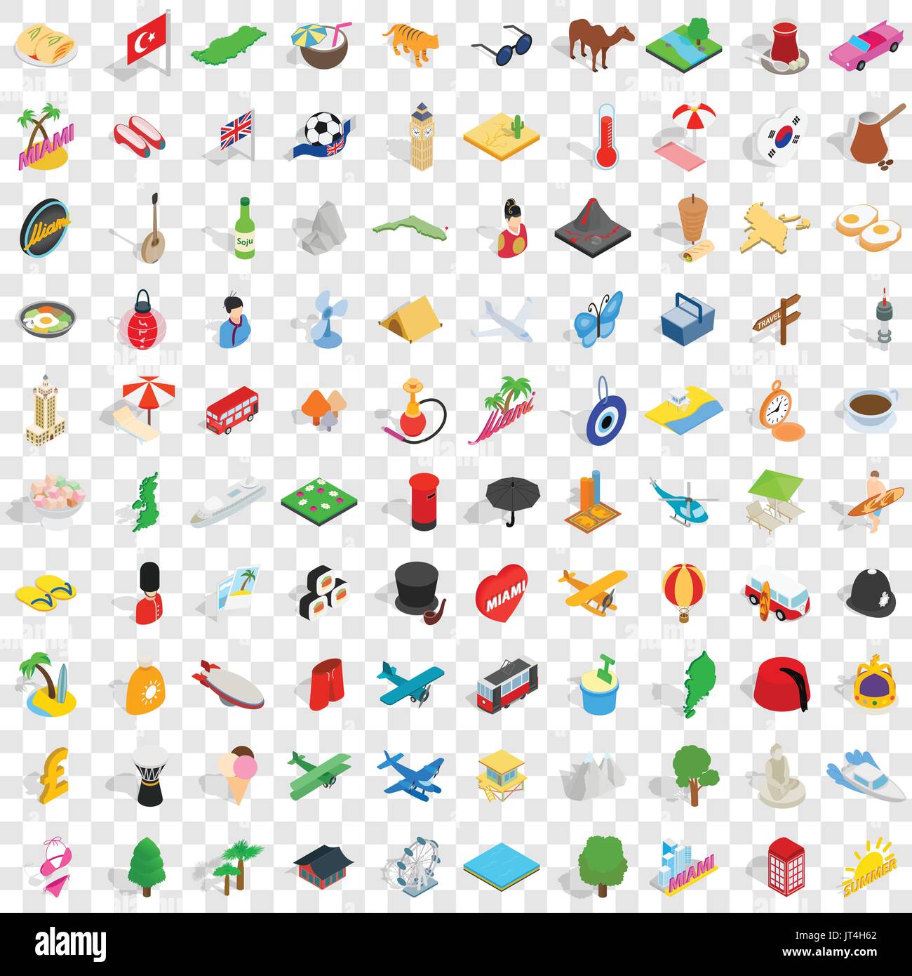 100 travel landmarks icons set, isometric 3d style Stock Vector Image ...