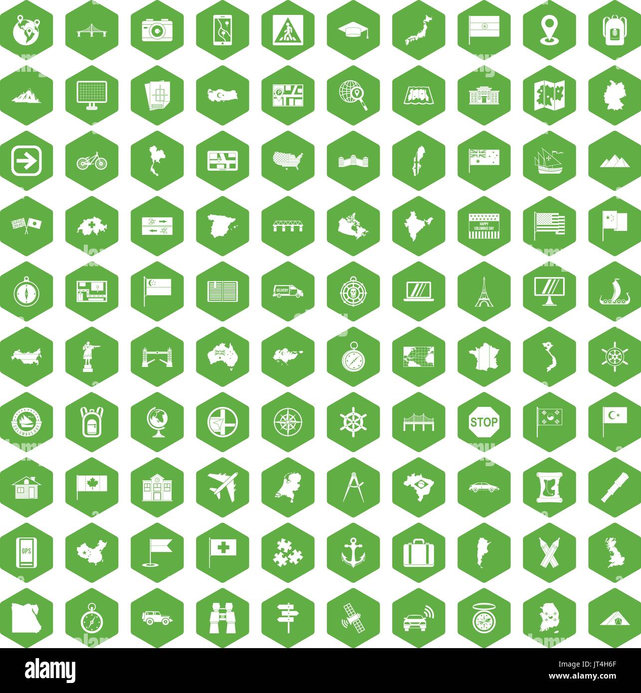 100 cartography icons hexagon green Stock Vector Image & Art - Alamy