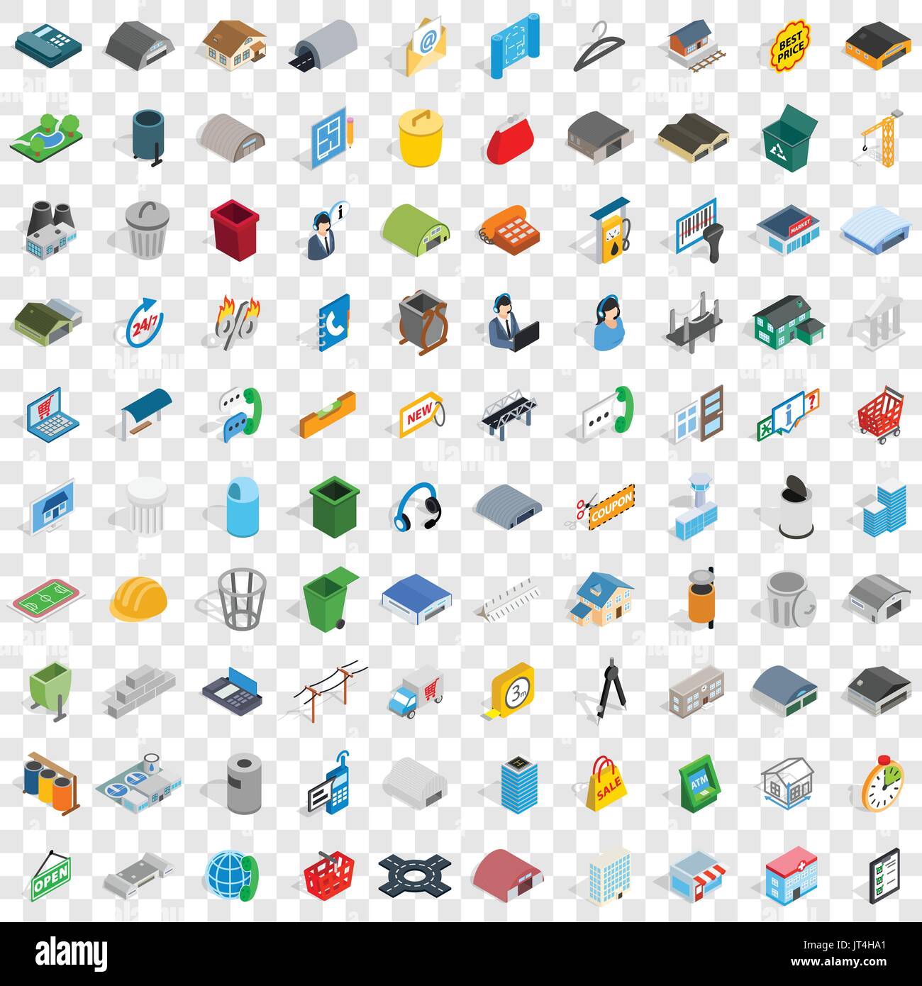 100 urban icons set, isometric 3d style Stock Vector Image & Art - Alamy