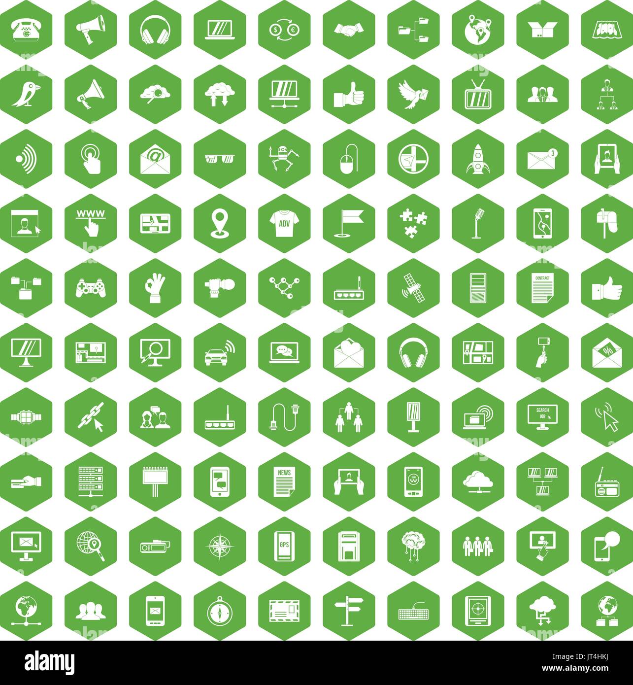 100 communication icons hexagon green Stock Vector Image & Art - Alamy