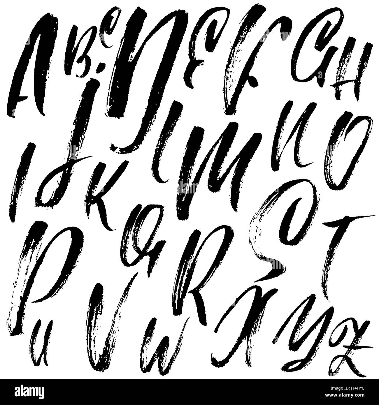 Hand drawn dry brush font. Modern brush lettering. Grunge style ...