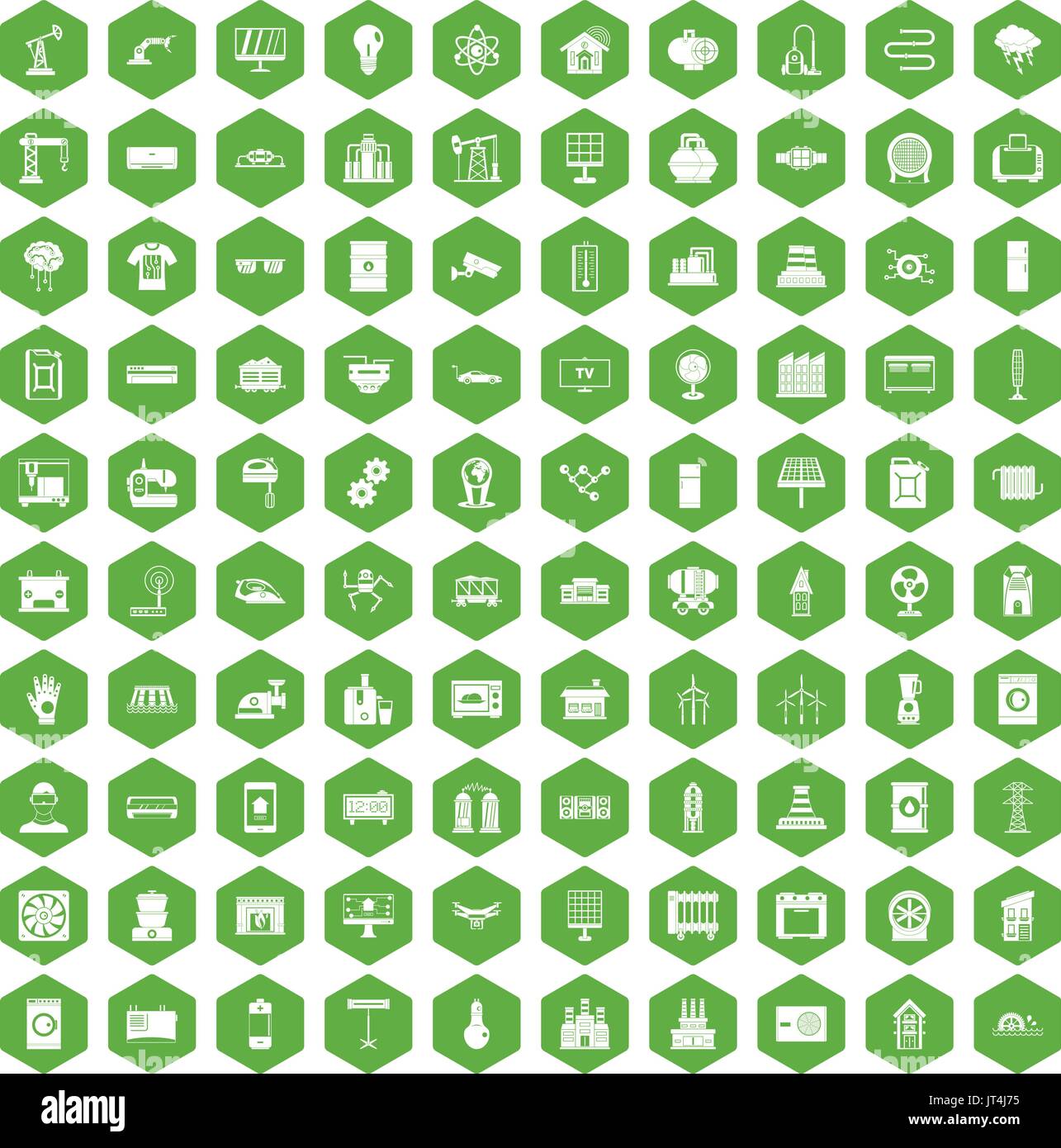 100 electrical engineering icons hexagon green Stock Vector Image & Art ...