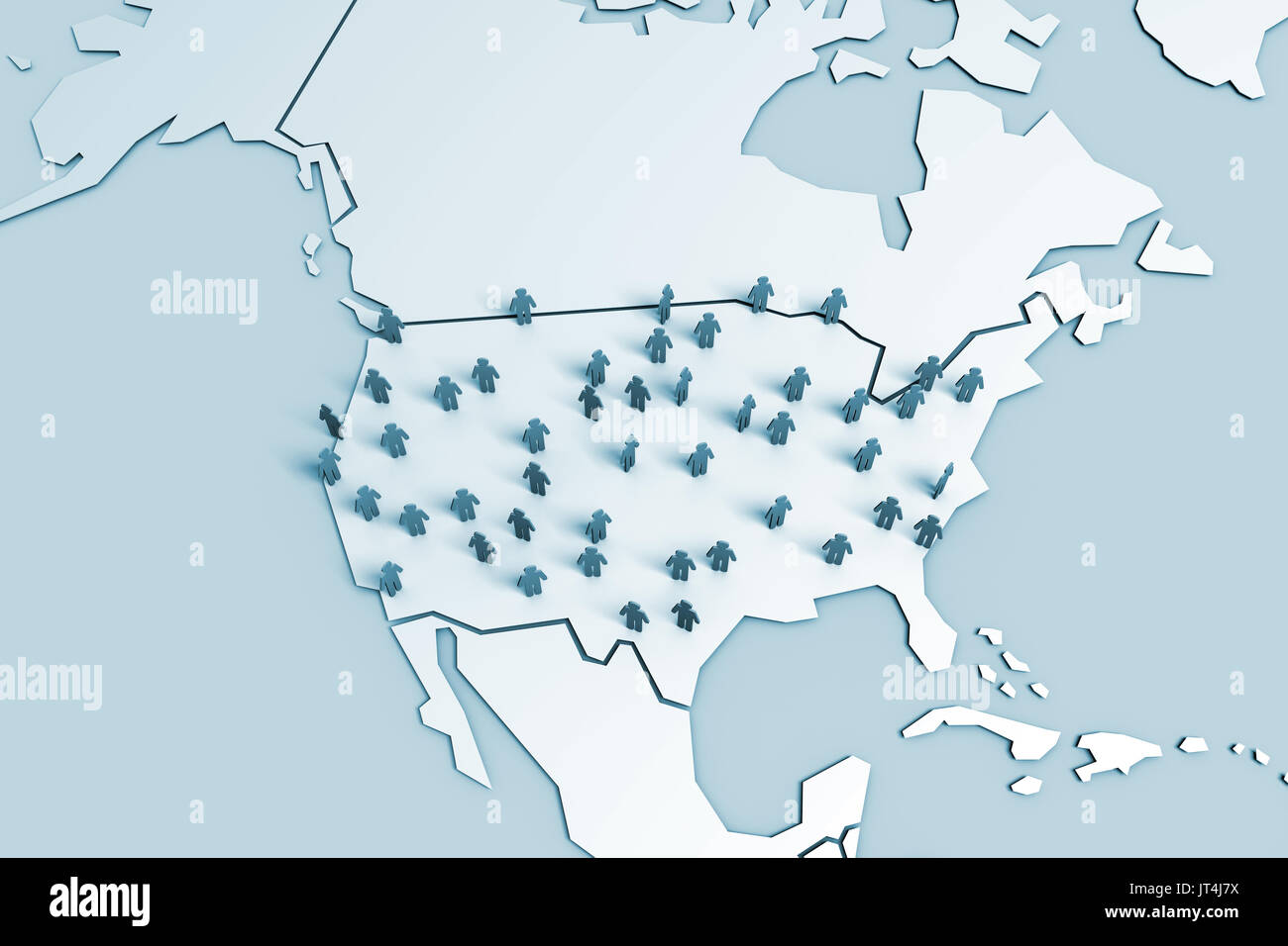 United States of America population community concept. 3D Rendering ...