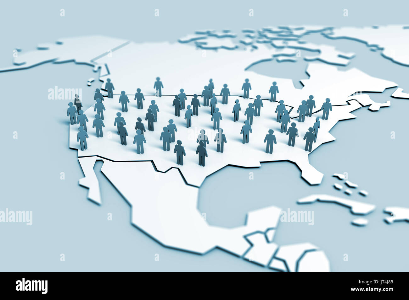 United States of America population community concept. 3D Rendering ...