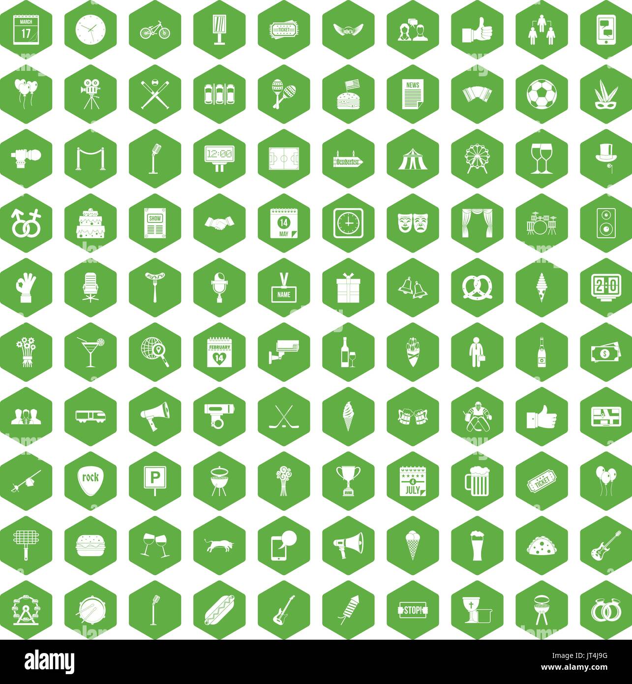 100 events icons hexagon green Stock Vector Image & Art - Alamy