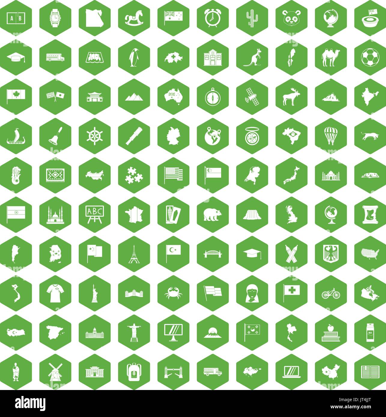 100 geography icons hexagon green Stock Vector Image & Art - Alamy