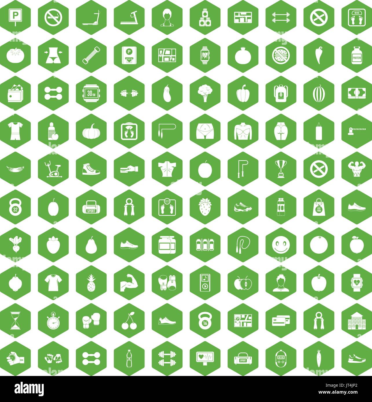 100 gym icons hexagon green Stock Vector Image & Art - Alamy