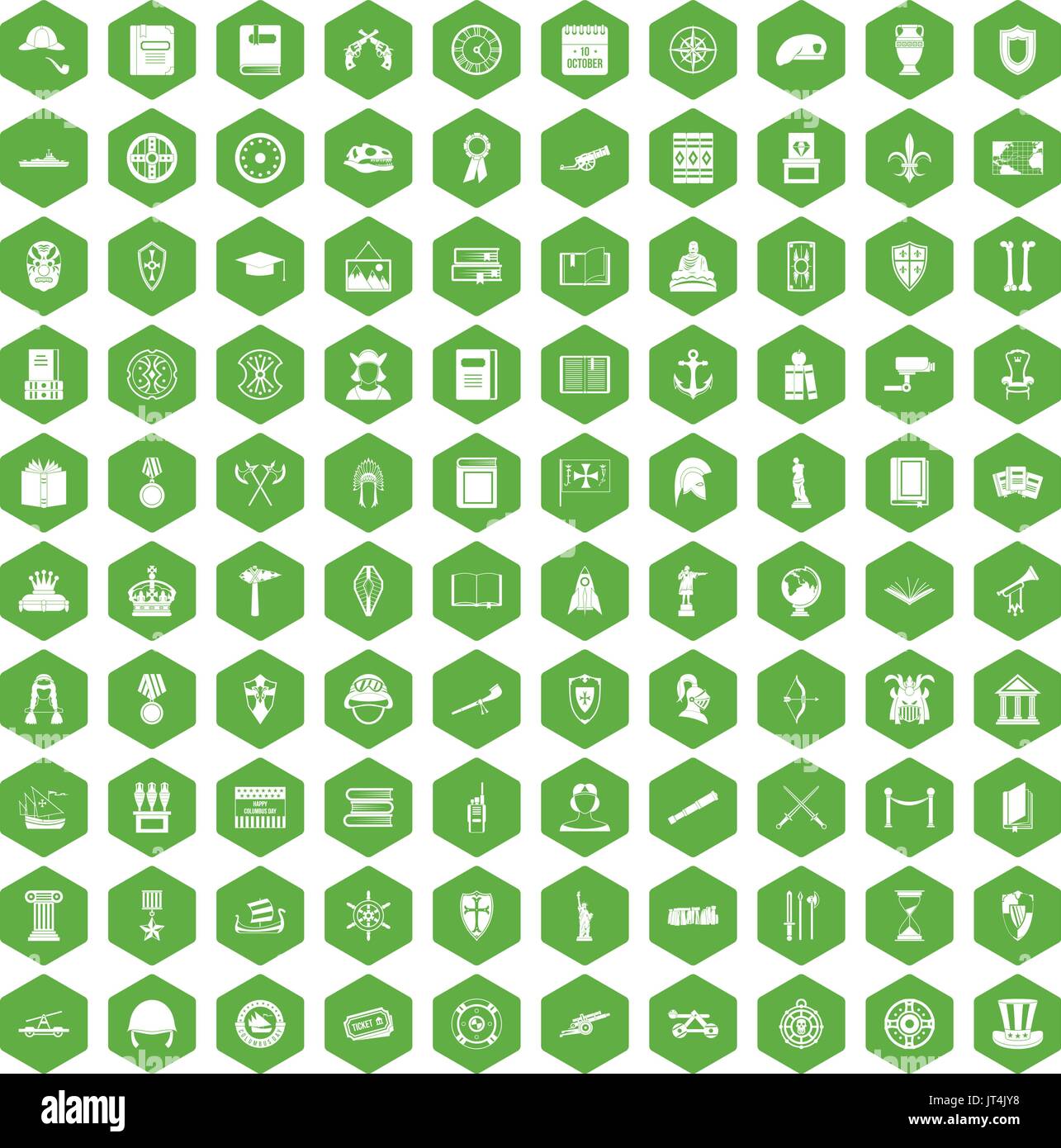 100 history icons hexagon green Stock Vector Image & Art - Alamy