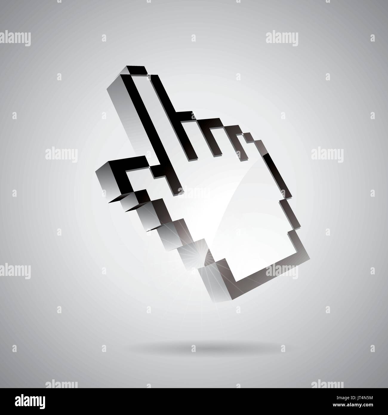 Vector technology styled illustration with shiny had pointer on gray ...