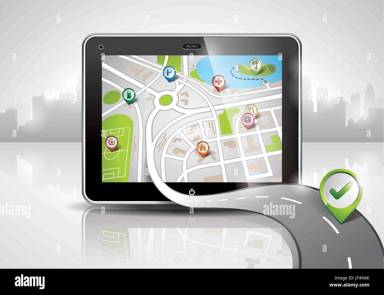 Vector map illustration with shiny pda device and a good way. EPS 10 ...