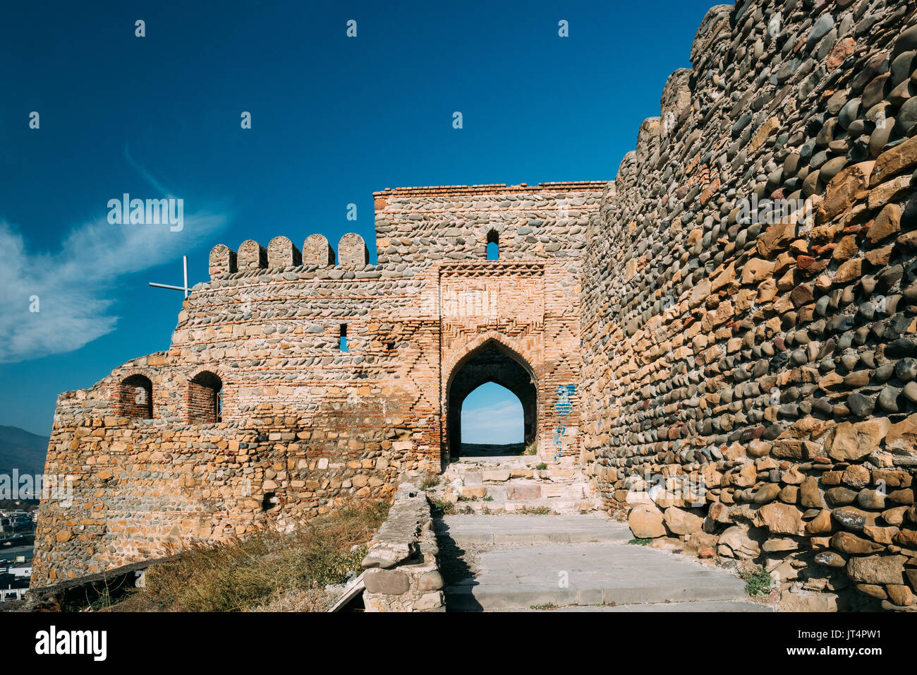 Gori, Shida Kartli Region, Georgia. Gates And Walls Of Gori Fortress ...