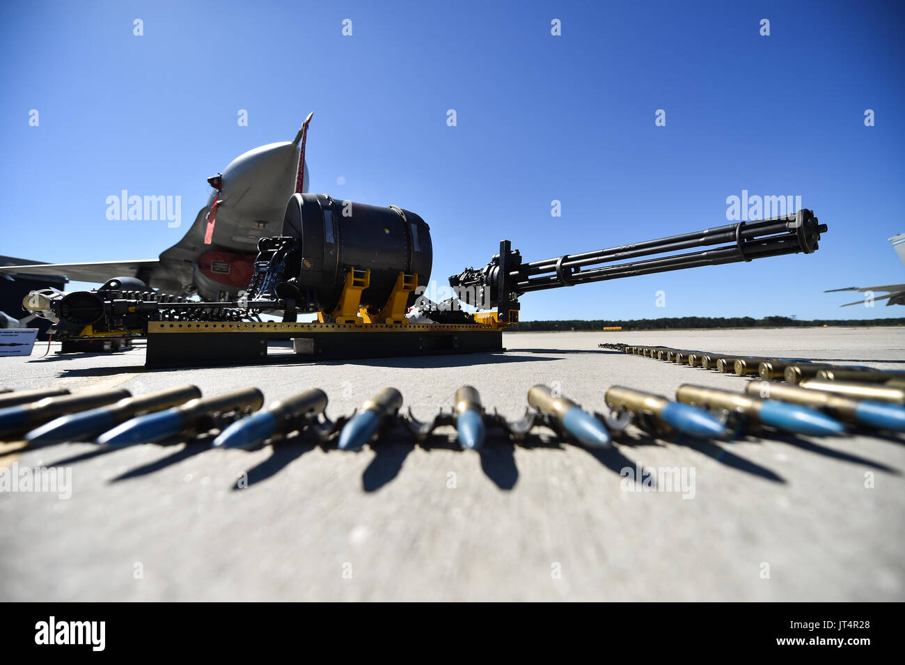 Fighter aircraft with ammunition and missiles on the runway Stock Photo ...