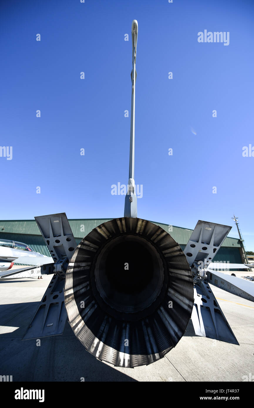 Fighter aircraft exhaust detail on the runway Stock Photo - Alamy