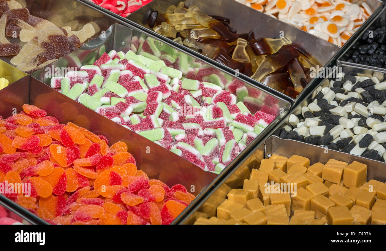 Assortment delicious candies closeup hi-res stock photography and ...