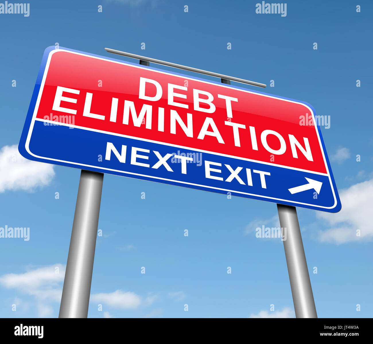 3d Illustration depicting a sign with a debt elimination concept Stock ...