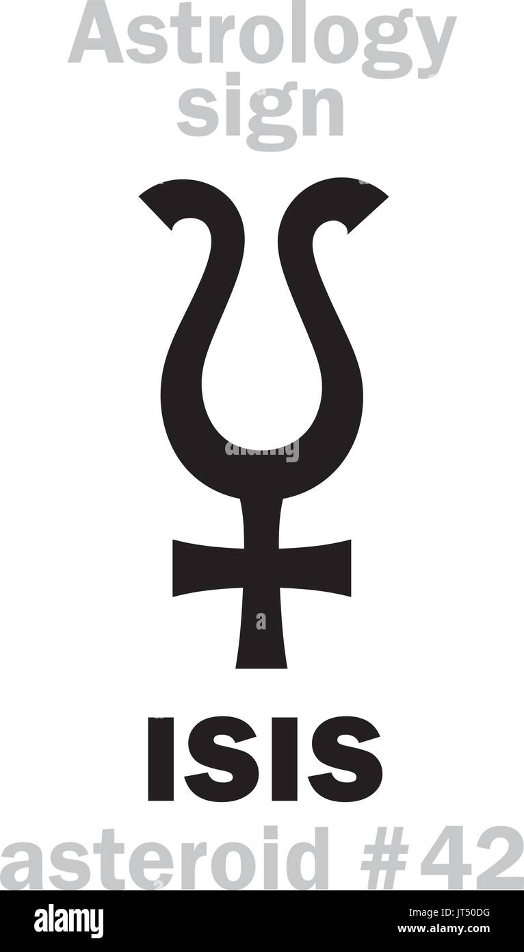 Astrology Alphabet: ISIS (Iset), asteroid #42. Hieroglyphics character ...