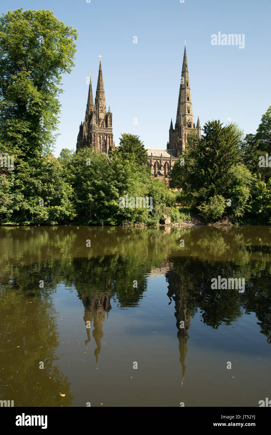 Lichfield Cathedral reflected on the Minster Pool, Lichfield ...