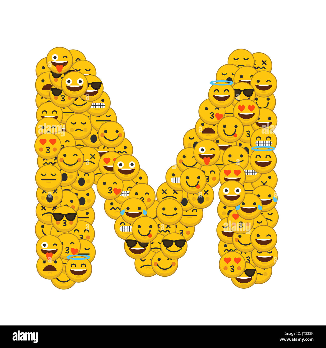 Emoji smiley characters capital letter M Stock Photo - Alamy
