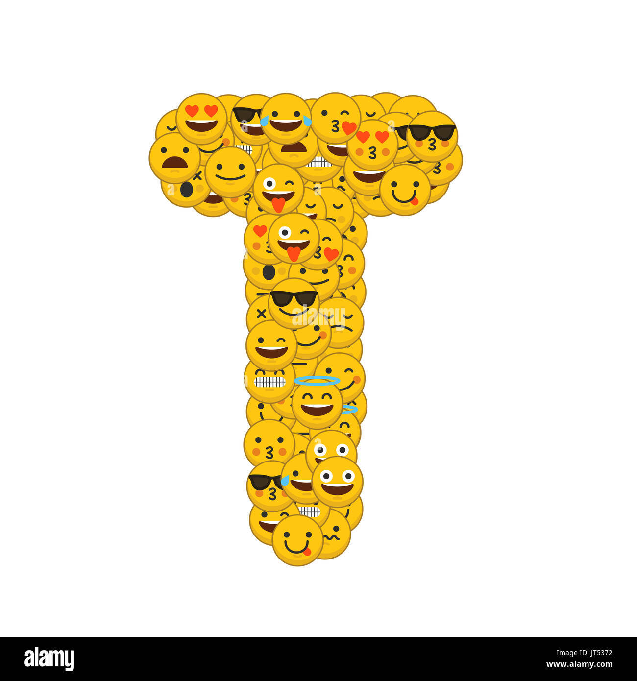 Emoji smiley characters capital letter T Stock Photo - Alamy