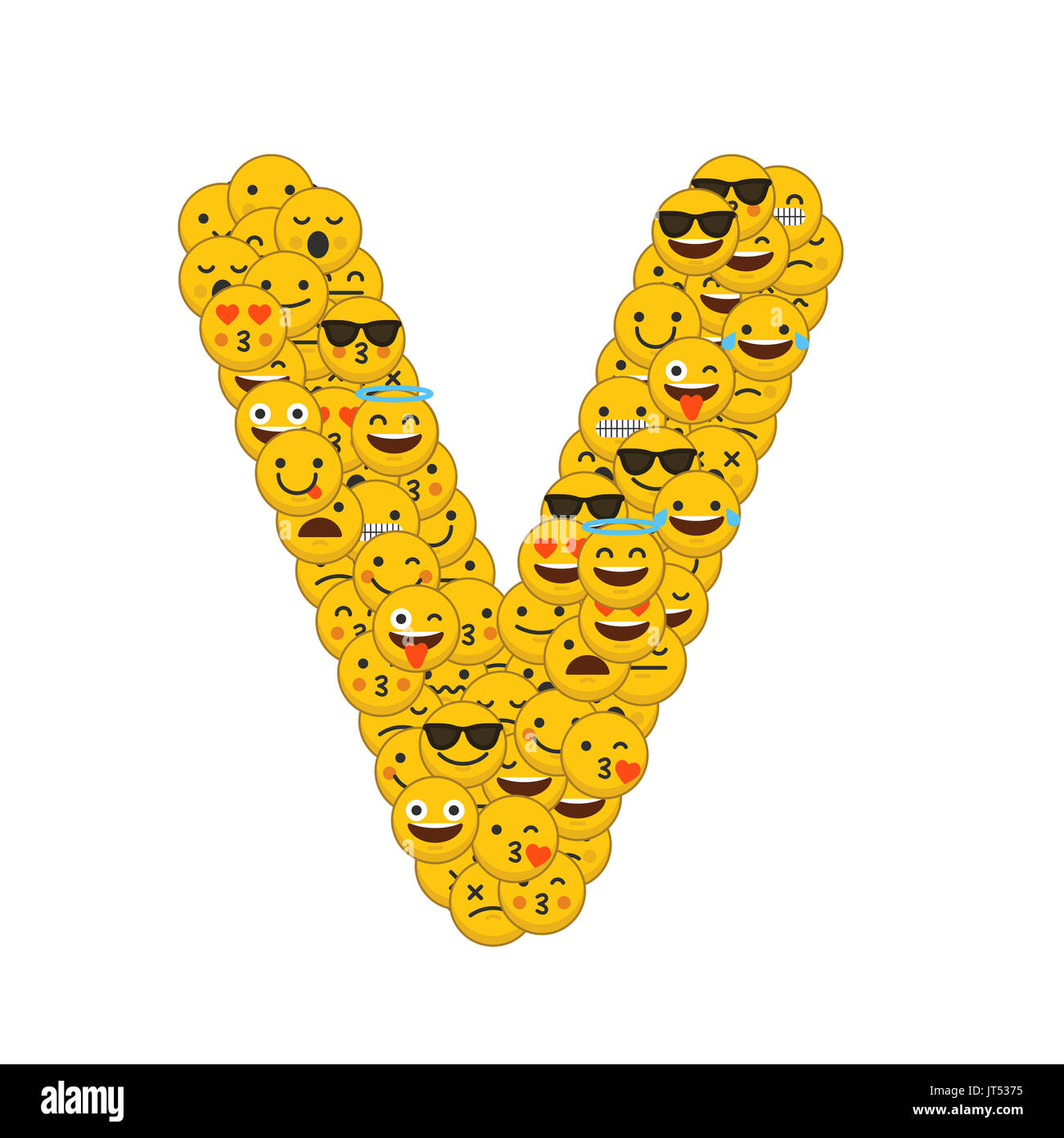Emoji smiley characters capital letter V Stock Photo - Alamy