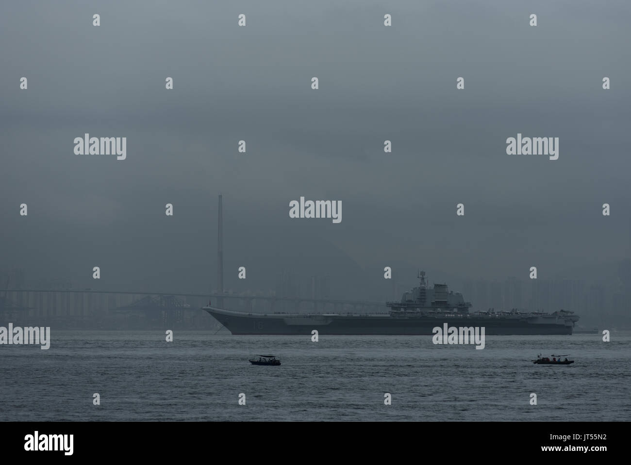 The Chinese aircraft carrier Liaoning moored in Hong Kong on the ...
