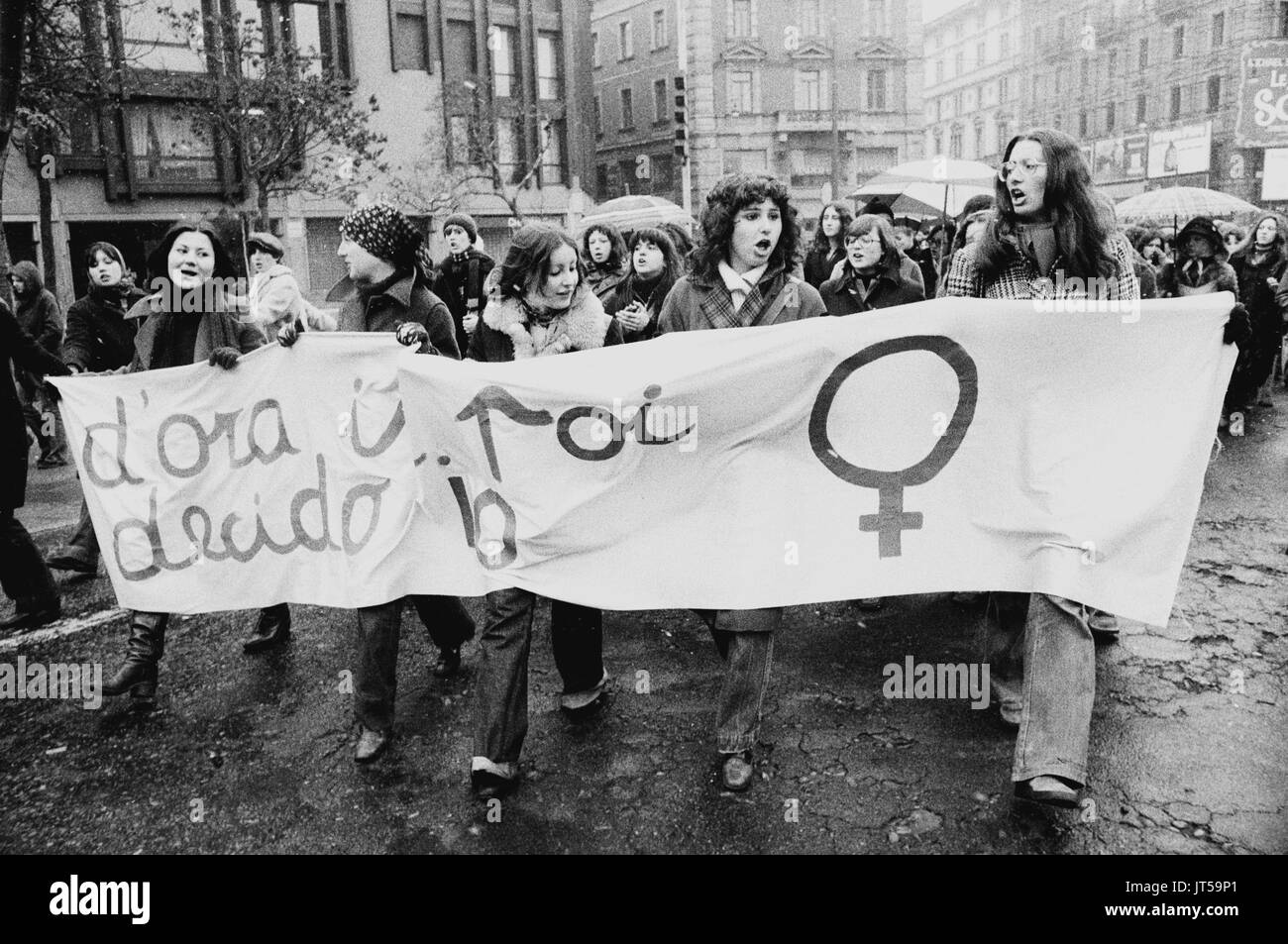 Milan (Italy), 1976, demonstration for women's rights and in defense of ...
