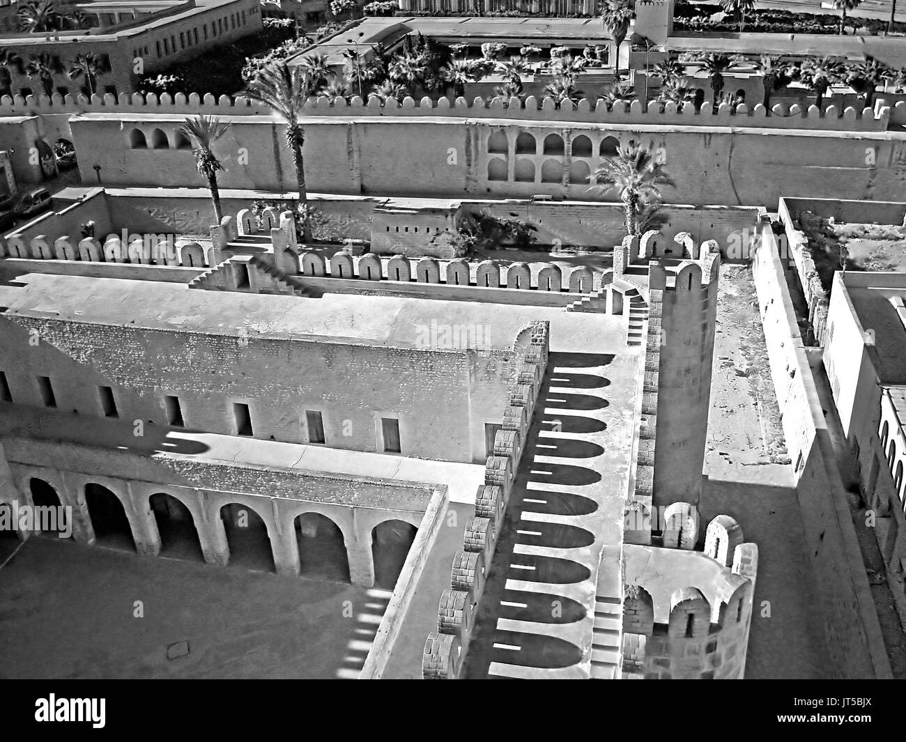 Top view onto Medina of Sousse, Tunisia. Black and white Stock Photo ...