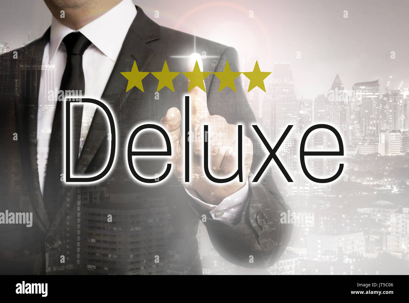 Deluxe is shown by businessman concept Stock Photo - Alamy