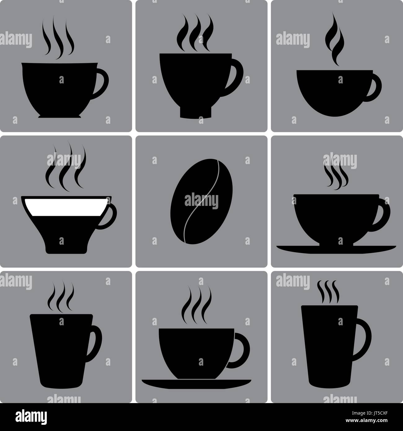 Types of cups, dishes, glasses. Coffee cup, cup of tea, latte ...