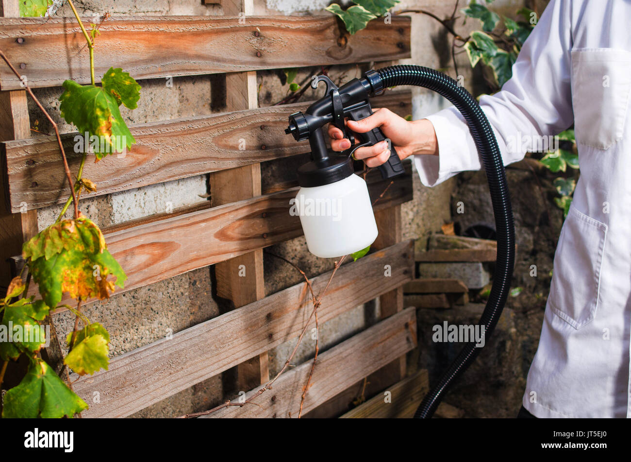 Worker cleaning door spray gun hi-res stock photography and images - Alamy