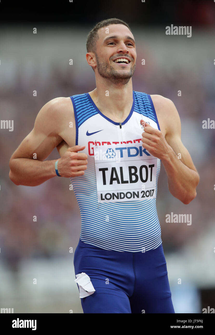 Great Britain's Daniel Talbot reacts after the Men's 200m heat three ...