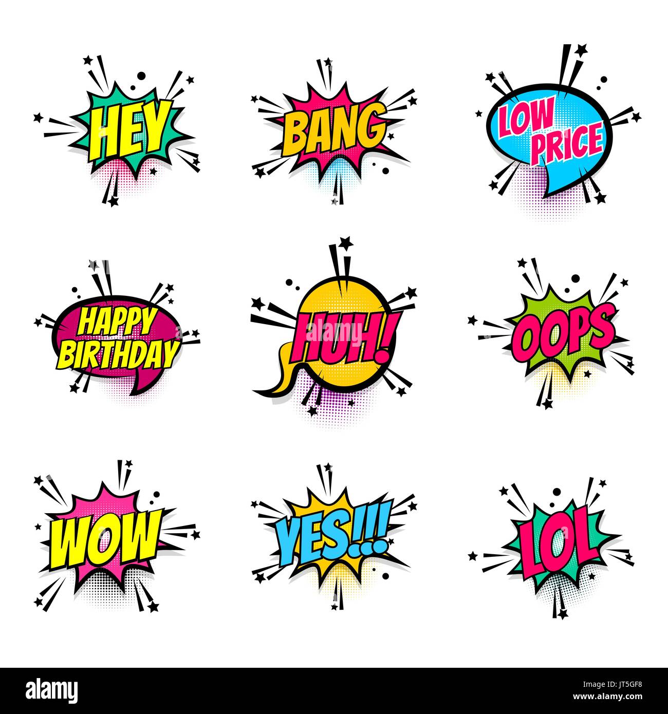 Comic text speech bubble pop art set Stock Vector Image & Art - Alamy