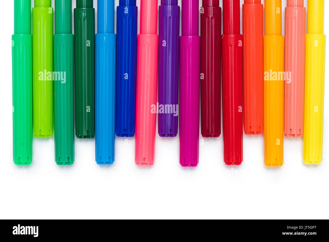 Close-up view of set of colorful felt tip pens isolated on white Stock ...