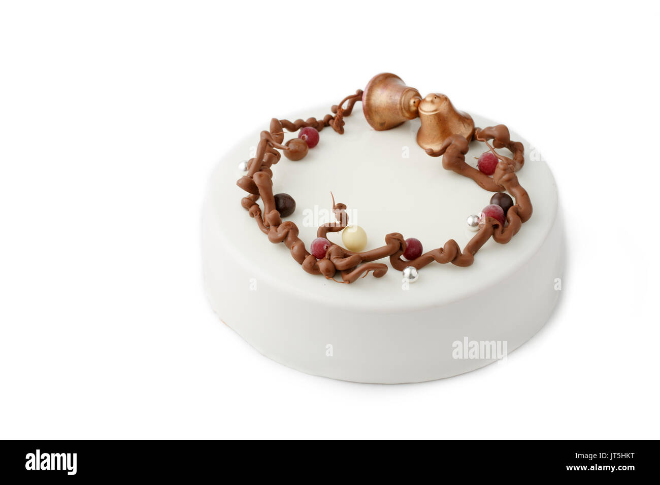 Round mousse cake with an isolated white background Stock Photo - Alamy