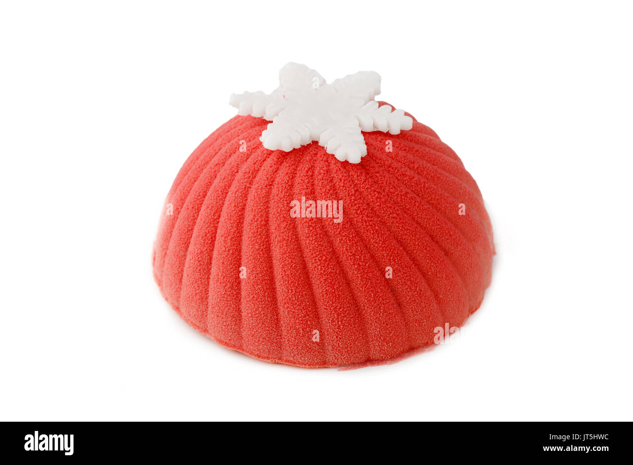 Red Mousse cake on isolated white background Stock Photo - Alamy