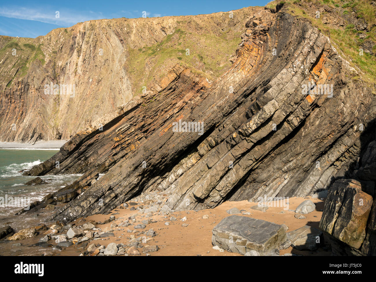 Unique structure of rocks at Hartland Quay in North Devon Stock Photo ...