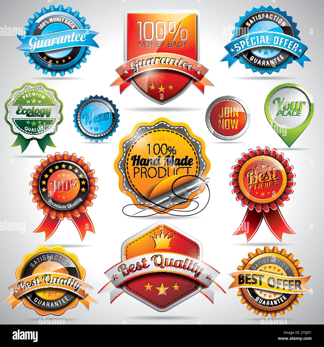 Vector set of labels and badges illustration with shiny styled design ...