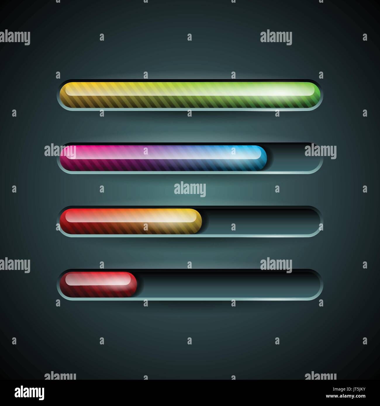 Vector shiny progress indicator set on a dark background. EPS 10 ...