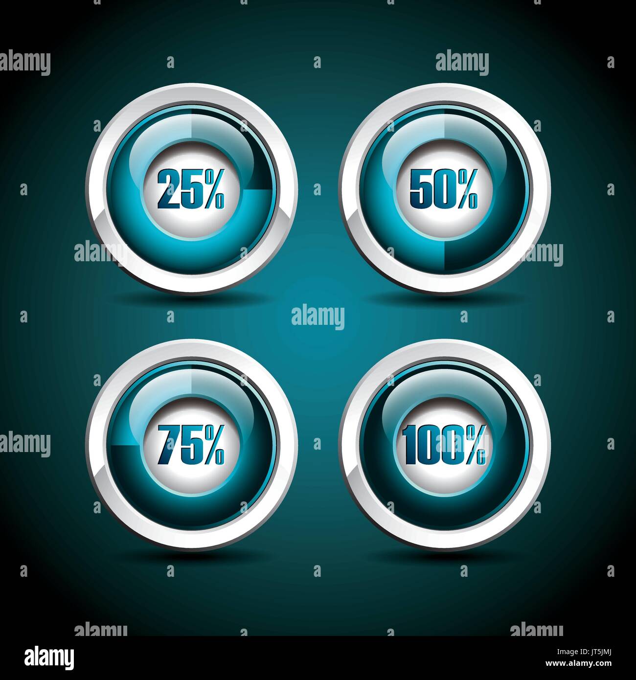 Vector shiny progress indicator set on a dark background. EPS 10 ...
