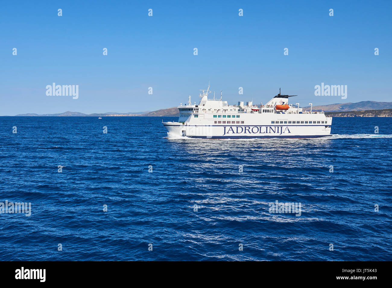 Ferry Jadrolinija between islands of Croatia in Adriatic Sea Stock ...